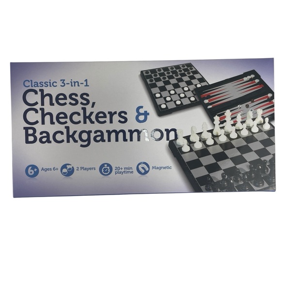 Games | Classic 3in1 Chess Checkers Backgammon Magnetic Set Ages 6 ...
